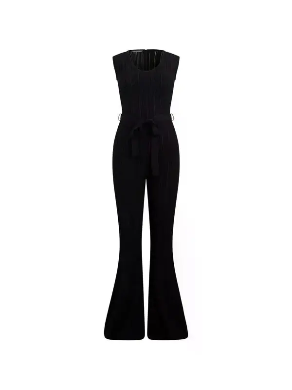 Alberta Ferretti Ribbed Belted Jumpsuit - Black