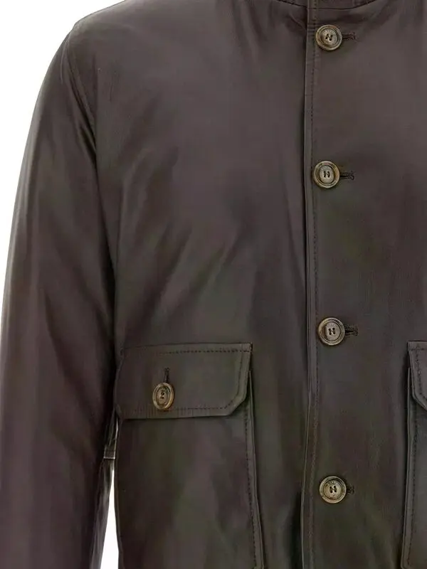 BARBA NAPOLI Vermont Ribbed-knit Trim Leather Jacket