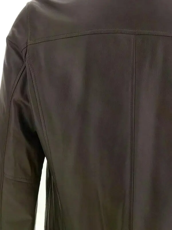 BARBA NAPOLI Vermont Ribbed-knit Trim Leather Jacket