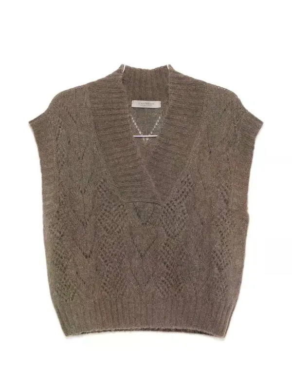 D.exterior Pointelle-knit V-neck Sweater