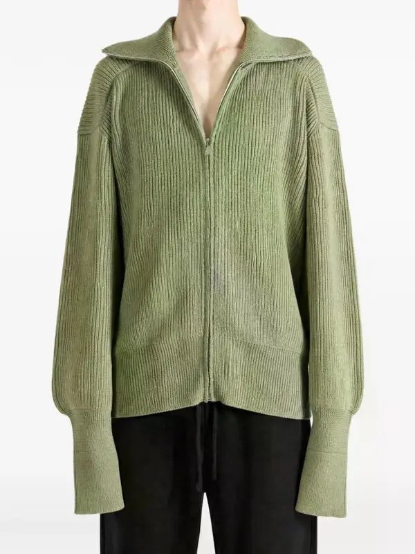 RIER Ribbed-knit Zip-up Sweater