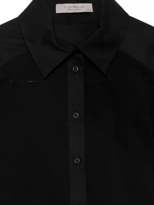 D.exterior Contrast-panel Button-up Blouse