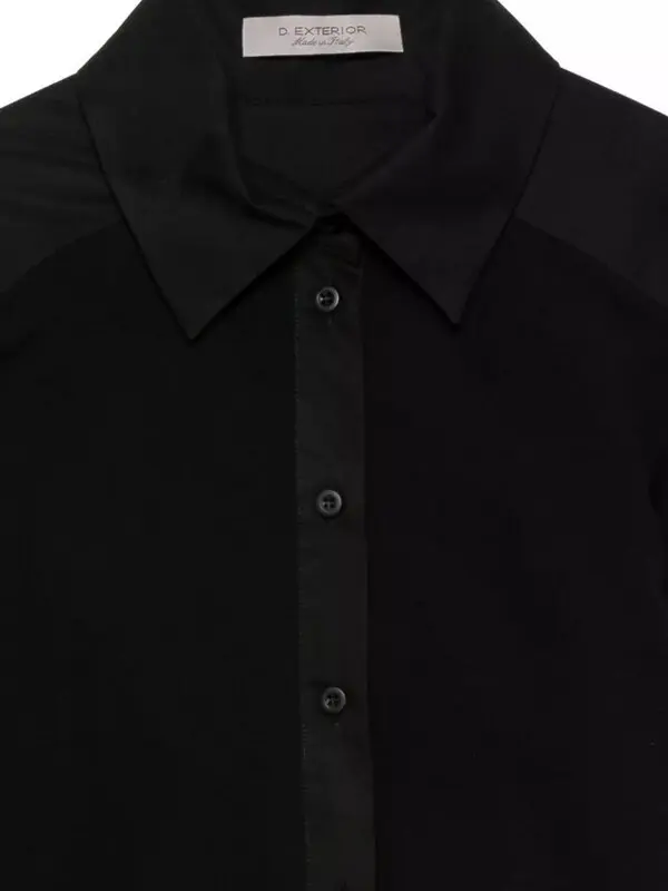 D.exterior Contrast Panel Button-up Blouse