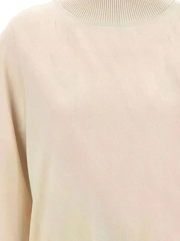 ELENA MIRÒ High Neck Ribbed Knit Sweater With Logo Buttons