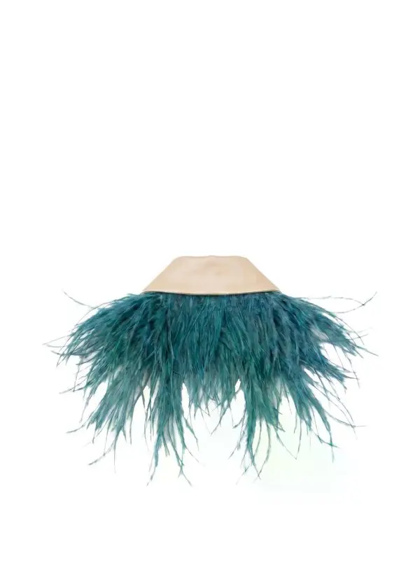 La DoubleJ La Scala Collar With Ostrich Feather Trim - Blue