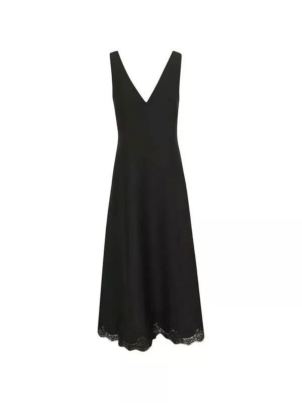 Valentino Garavani Wool Dress With Lace Trim