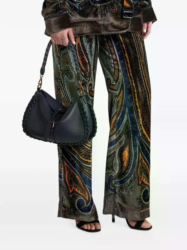 Etro Woven Leather Bag Handle With Logo Clasps - Blue