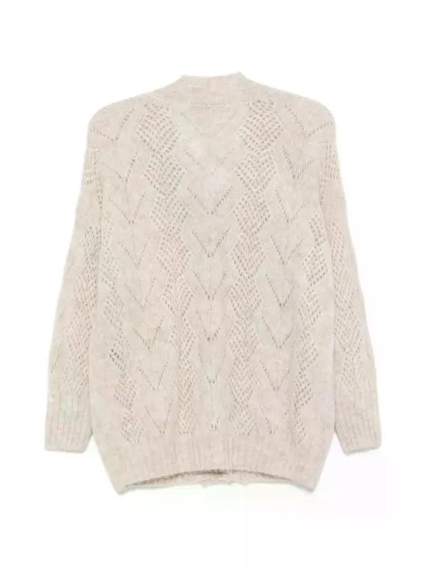 D.exterior Open-knit Button-up Cardigan