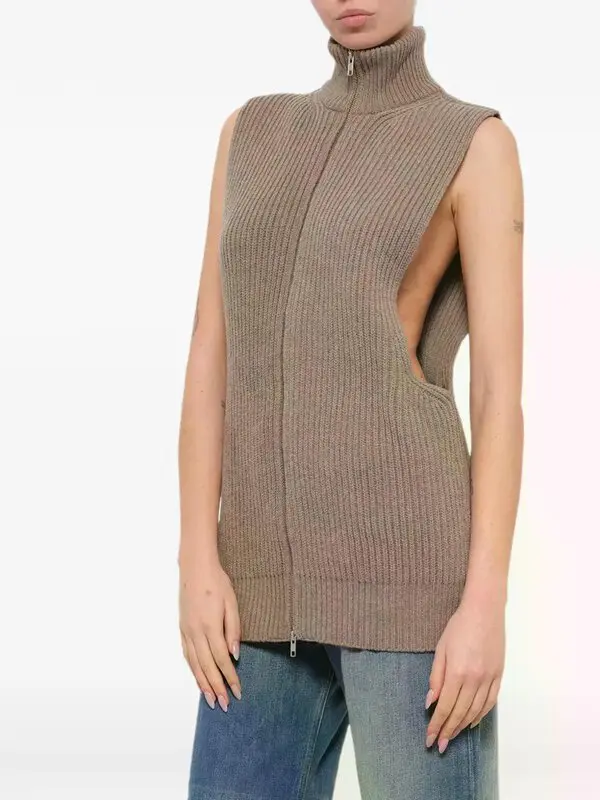 MAISON MARGIELA Ribbed-knit Zip-up Gilet