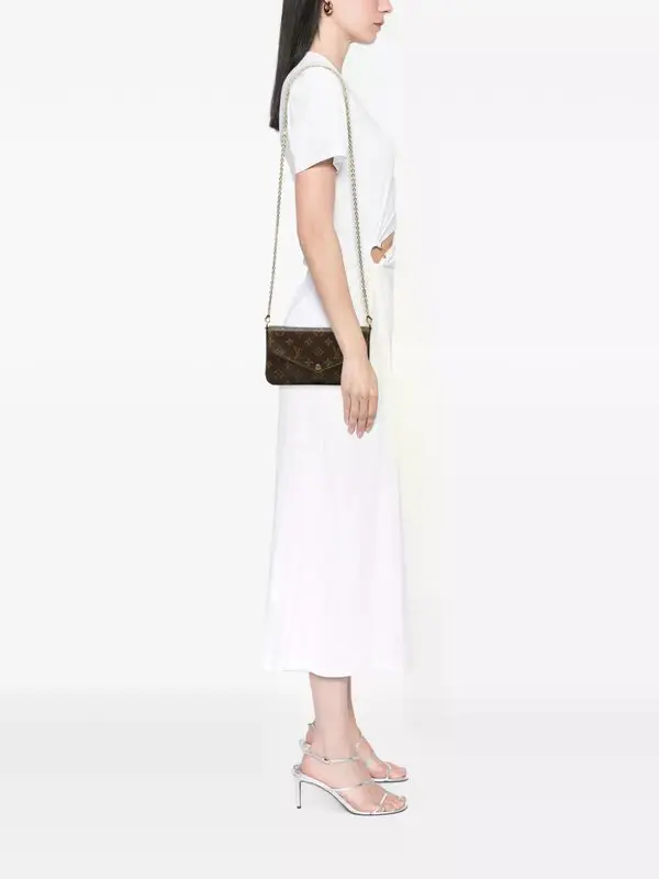 LOUIS VUITTON Monogram Pochette Felicie Crossbody Bag - Brown
