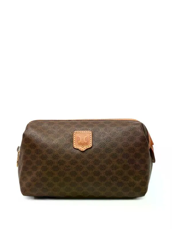Celine 20th Century Macadam Coated Canvas Pouch - Brown