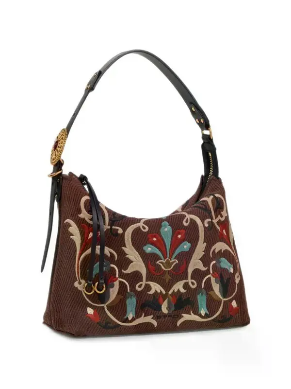 Etro Medium Embroidered Canvas Rosette Bag
