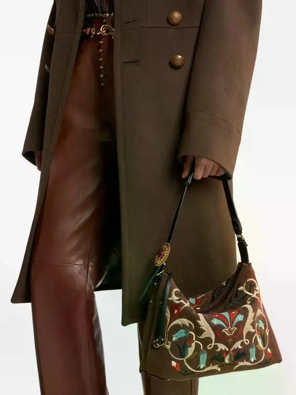Etro Medium Embroidered Canvas Rosette Bag