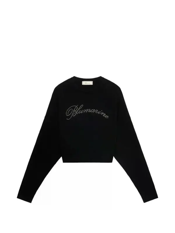 Blumarine Rhinestone Logo Wool Sweater