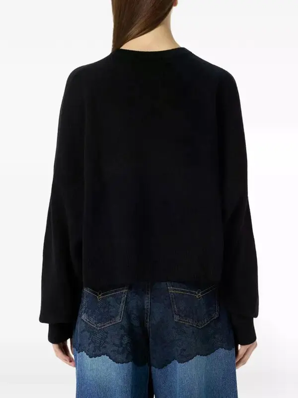Blumarine Rhinestone Logo Wool Sweater