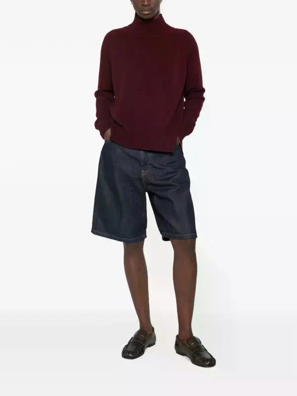 BEYOU Ribbed-knit High-neck Sweater