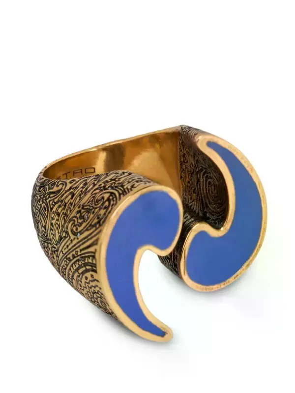 Etro Enamelled Paisley Brass Ring