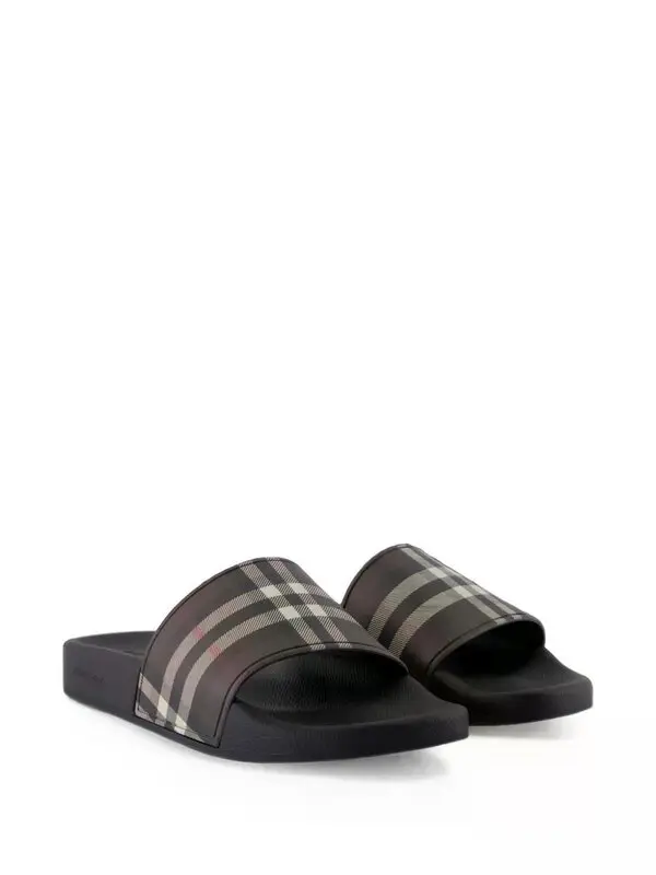Burberry Large Check Slides - Brown