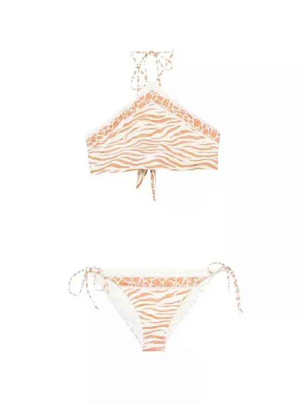 MC2 SAINT BARTH Animal Print Halterneck Bikini - Neutrals