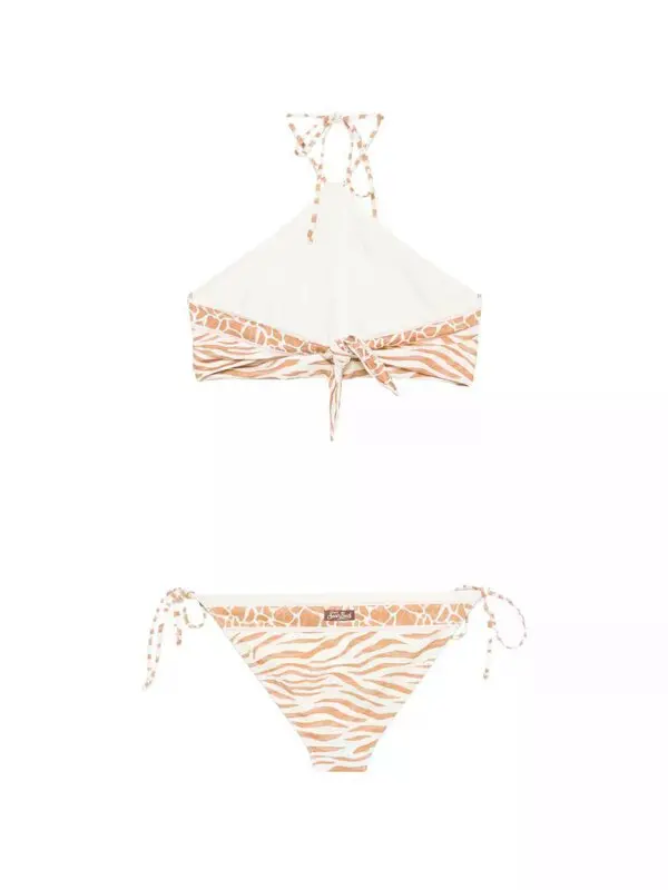MC2 SAINT BARTH Animal Print Halterneck Bikini - Neutrals
