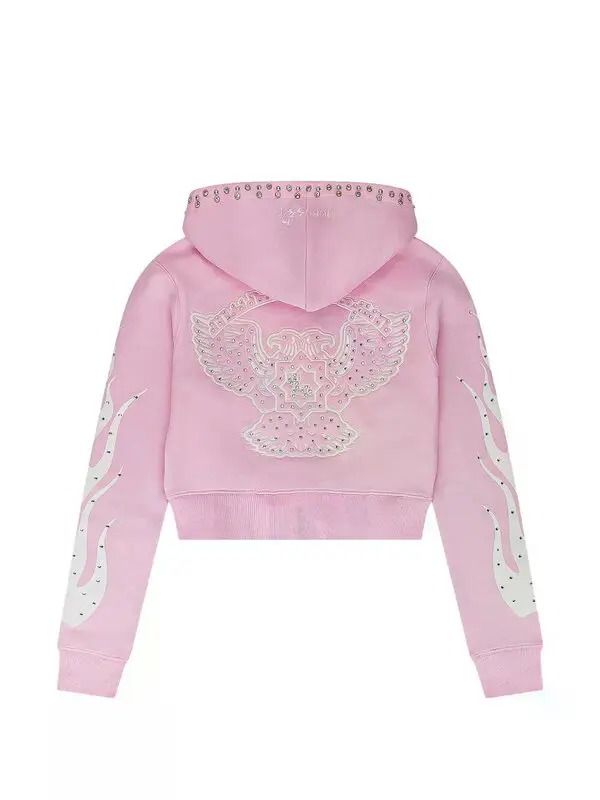 MURD333R.FM Crystal Embellished Zip-up Hoodie