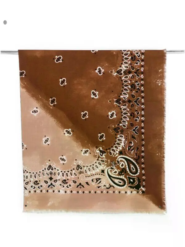 Destin Paisley-print Frayed-detail Scarf