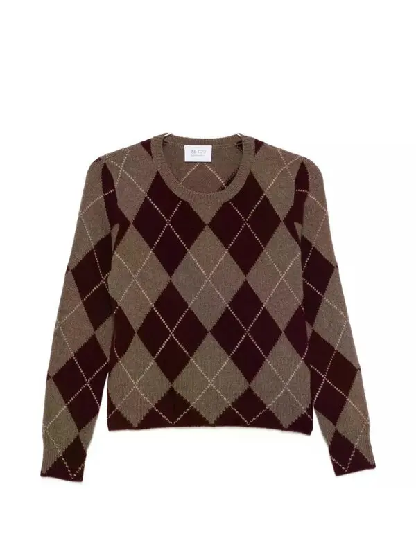 BEYOU Argyle-knit Virgin Wool Sweater
