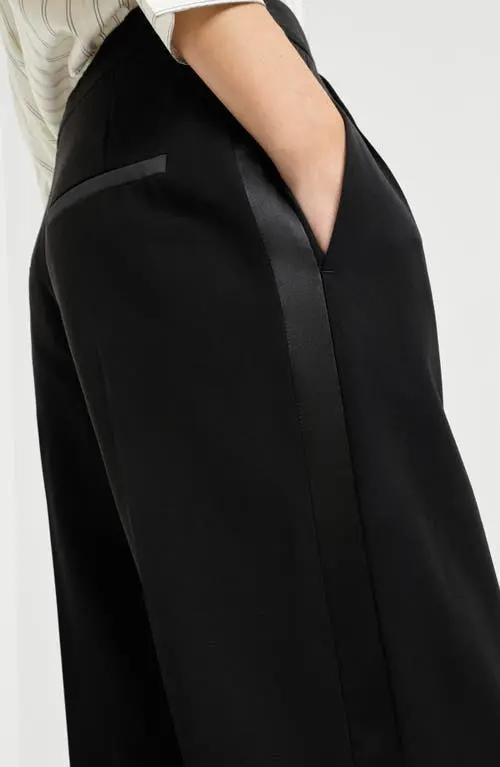 Brunello Cucinelli Viscose And Virgin Wool Tuxedo Trousers