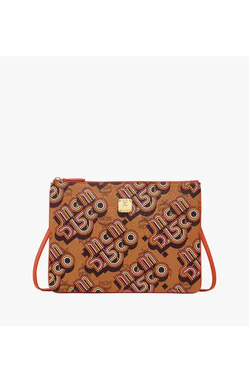 Mcm Aren Crossbody Pouch In Disco Visetos - Cognac