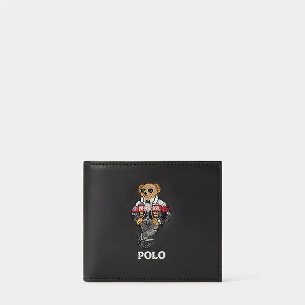 Ralph Lauren Polo Bear Leather Billfold Wallet - Black Dnu