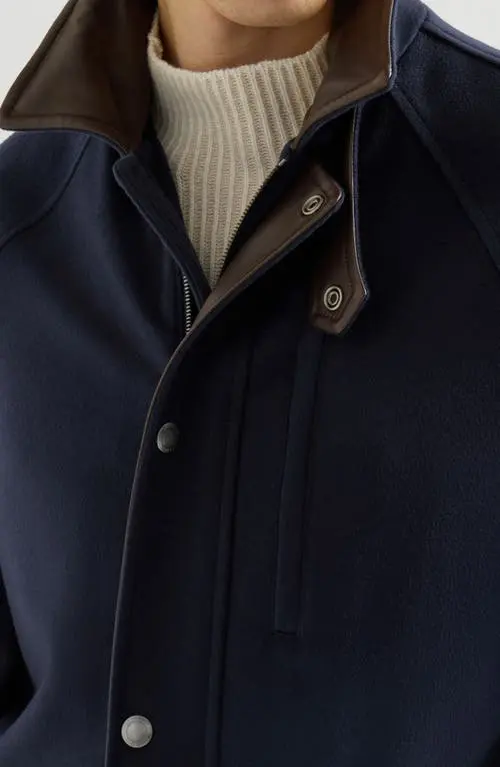 Brunello Cucinelli Virgin Wool Cloth Field Jacket With Nappa Leather Inserts