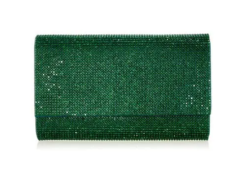 Judith Leiber Fizzoni Beaded Clutch - Ebonized Emerald
