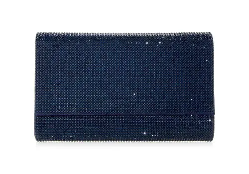 Judith Leiber Fizzoni Beaded Clutch - Silver Navy