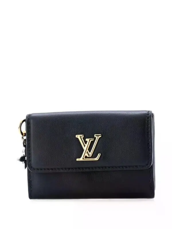 LOUIS VUITTON Bloom Trifold Wallet Leather Mini Small Wallets - Black