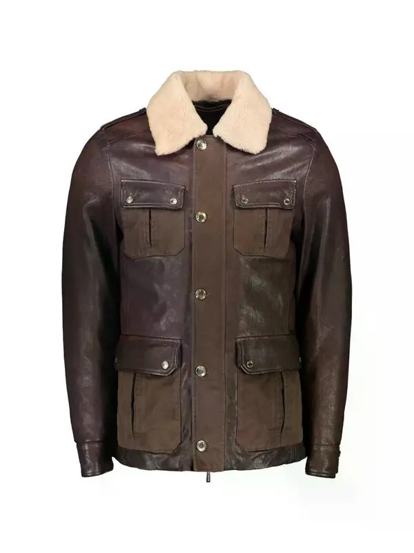 MOORER Padded Shearling Collar Jacket