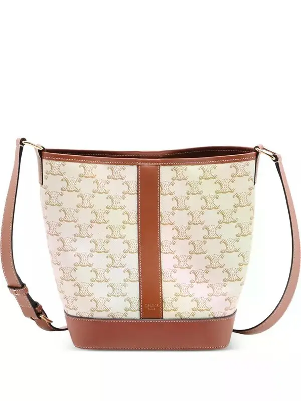 Celine 2018-2026 Small Triomphe Coated Canvas Bucket Bag - Neutrals
