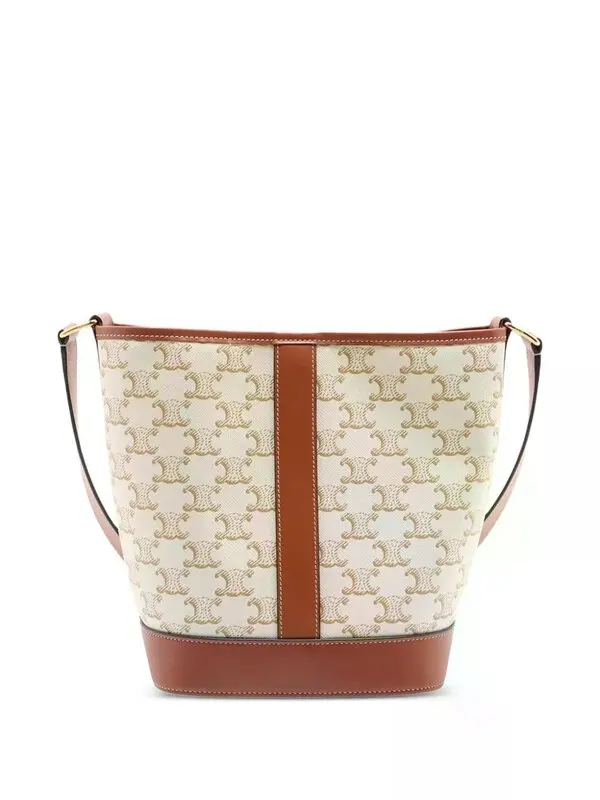 Celine Small Triomphe Coated Canvas Bucket Bag - Neutrals