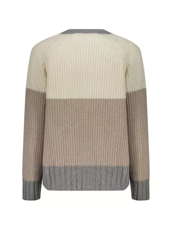 MOORER Color-block Ribbed Knit Cardigan