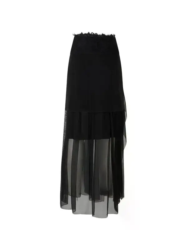 Alberta Ferretti Lace-trim Pleated Midi Skirt