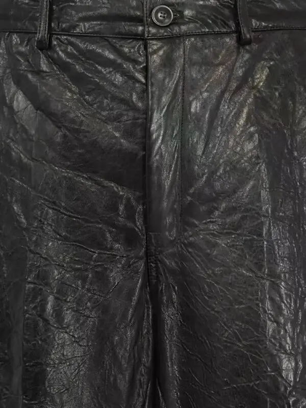 Rick Owens Crinkled-finish Leather Shorts - Black