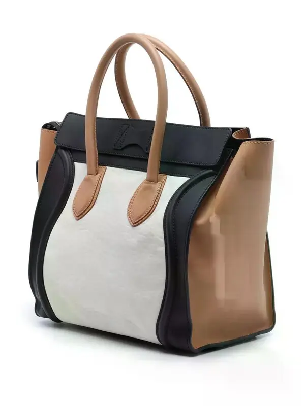 Celine Mini Tricolor Calfskin Luggage Tote Bag - White
