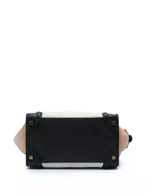 Celine Mini Tricolor Calfskin Luggage Tote Bag - White