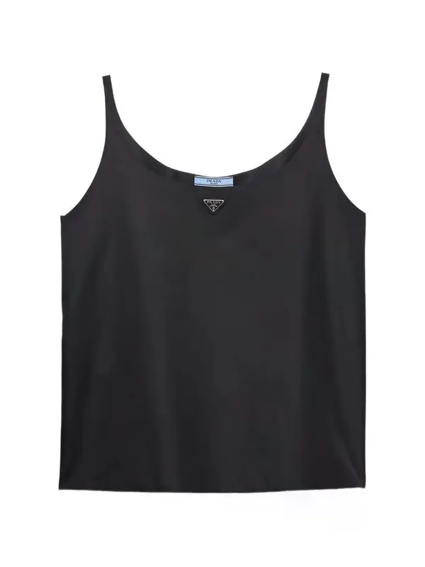 Prada Re-nylon Tank Top With Enamelled Triangle Logo - Black