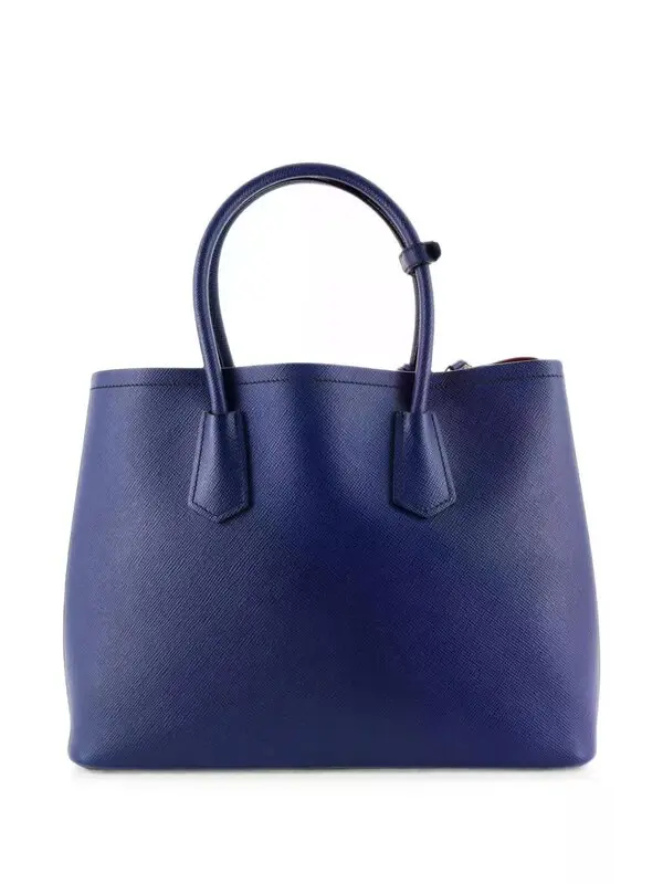 Prada Cuir Double Saffiano Leather Medium Tote Bag - Blue