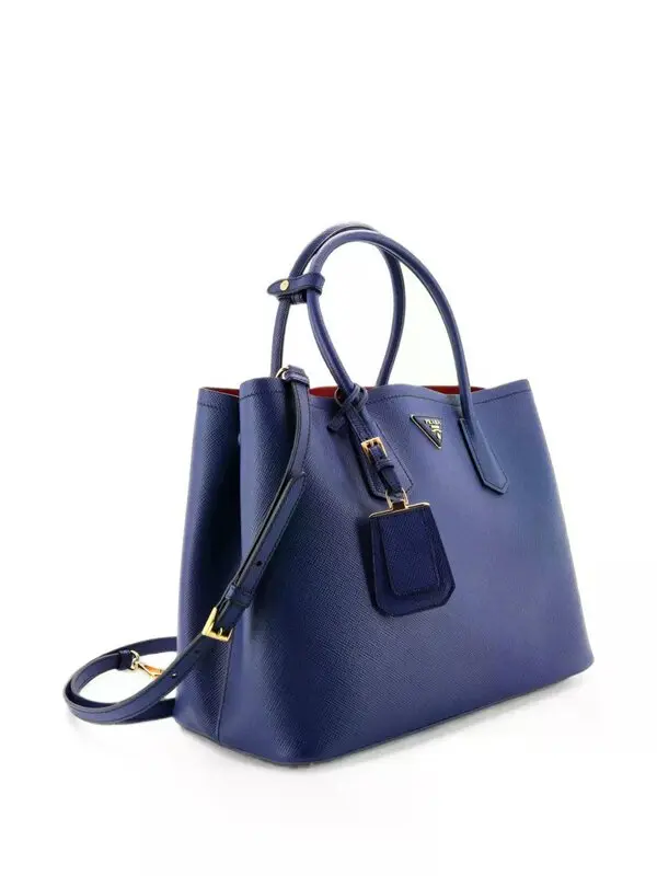 Prada Cuir Double Saffiano Leather Medium Tote Bag - Blue