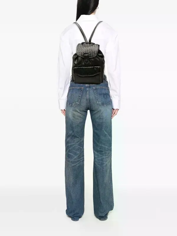 Bottega Veneta Nappa Intrecciato Flap Backpack - Black