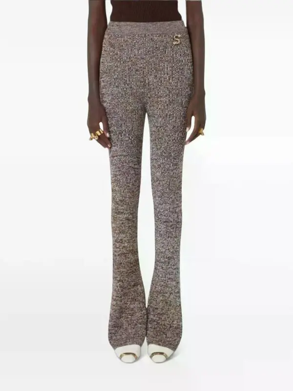 Sportmax Logo Plaque Flared Trousers - Brown