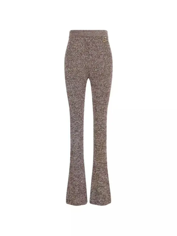 Sportmax Logo Plaque Flared Trousers - Brown