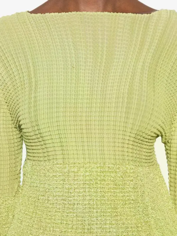 Issey Miyake Plissé-effect Three-quarter Sleeve Top
