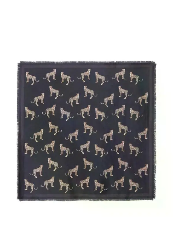 NILI LOTAN Cheetah-print Twill Scarf - Black
